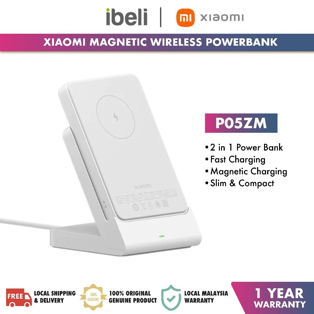 Xiaomi Magnetic Wireless Charging 5000mAh Power Bank 2 in 1 Magnetic Wireless Charger with Stand ...