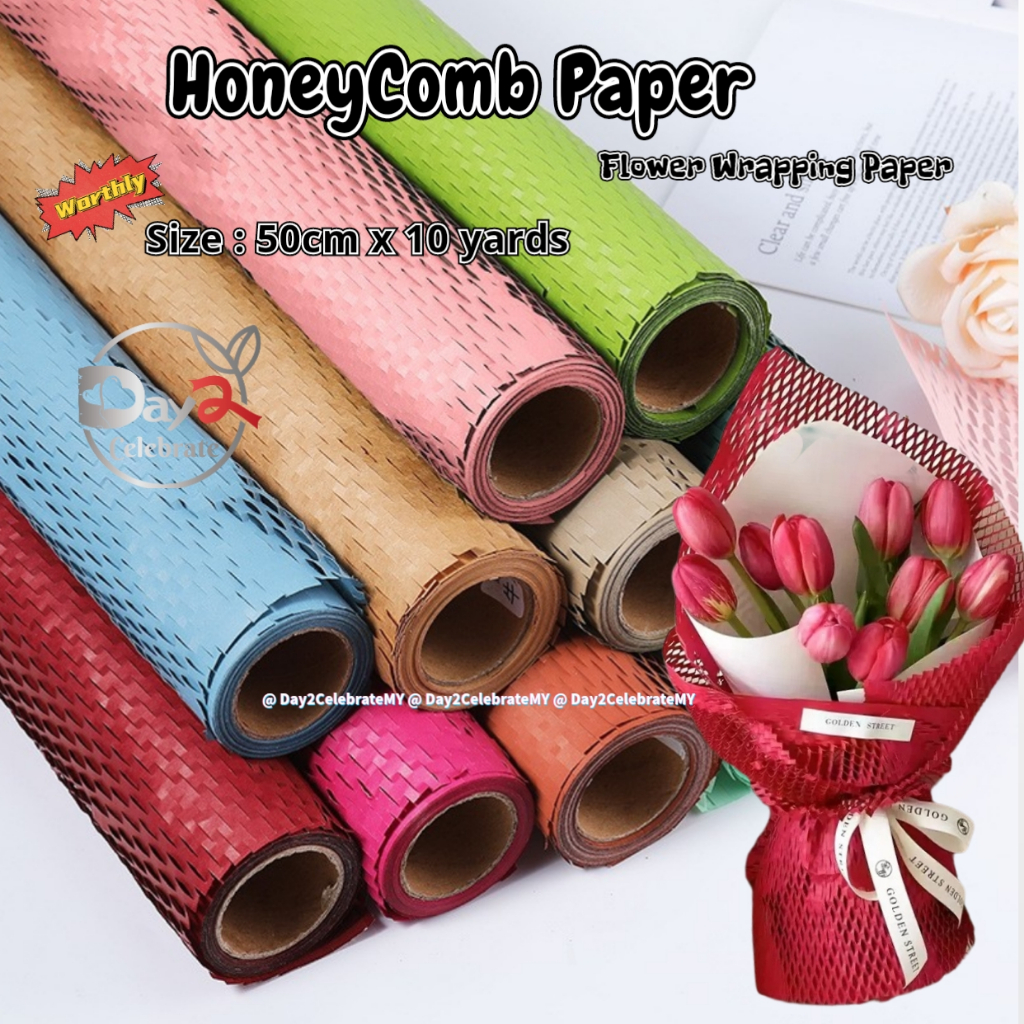 HoneyComb Paper 50cmx10YARDS Flower Wrapping Paper DIY Kraft Paper ...