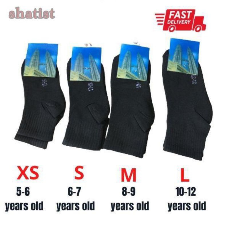 Stokin Hitam Panjang/ Pendek/ Socks/ Stoking/ Short/ Long/ Sarung Kaki ...