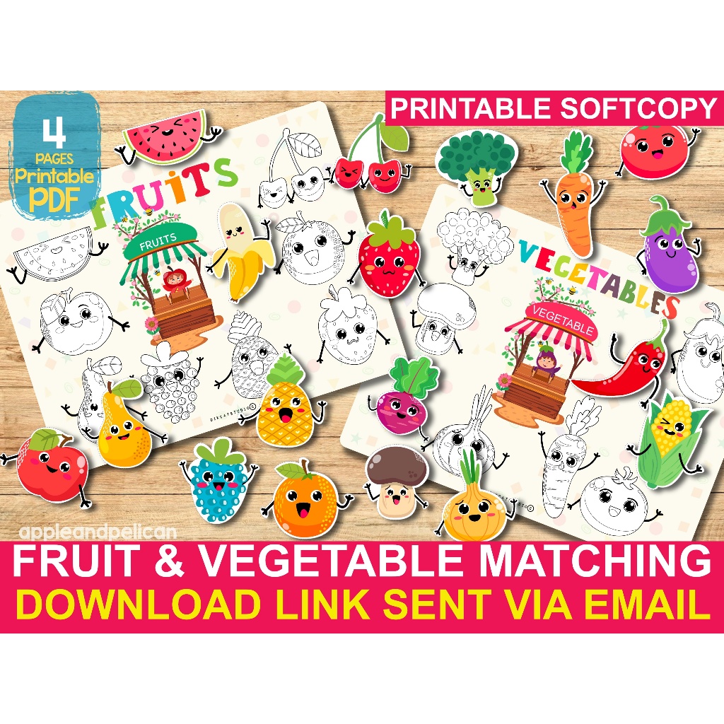 [SOFTCOPY] Fruits And Vegetables Sorting Activity Toddler Matching Game ...
