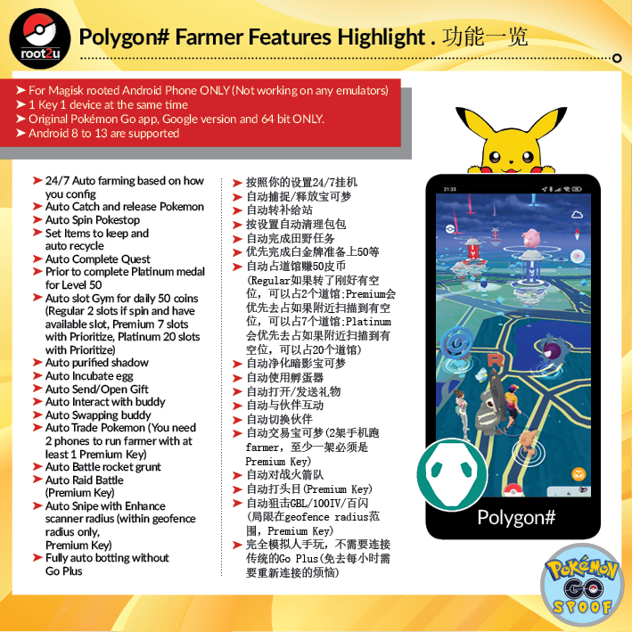 Polygon Farmer Key Monthly 暴力公 自动挂机 密钥 月费 Polygon# Pokemon Go Spoof 宝可梦 ...