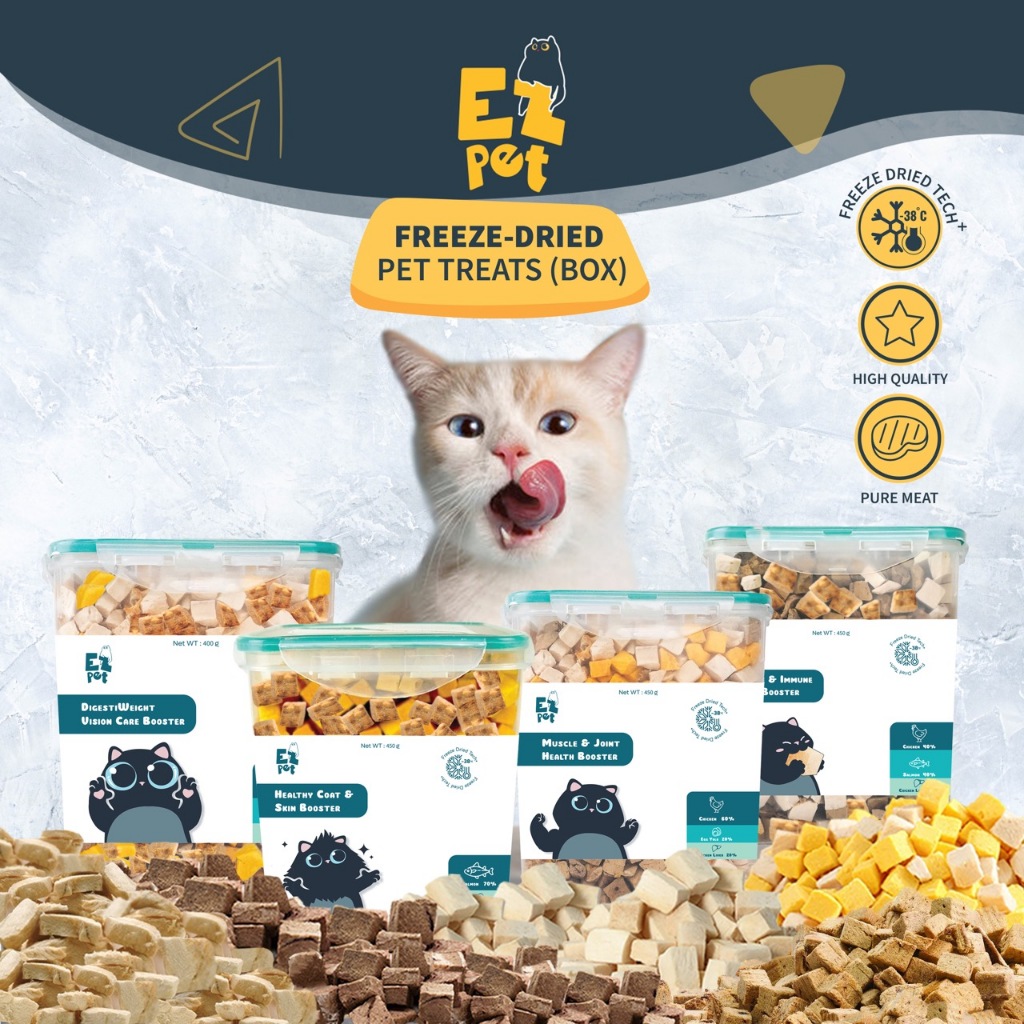 EZPET🐱【Freeze Dried Pet Treats 400g/450g】Premium Booster Cat Food Dog Food Freeze Dried Treats ...