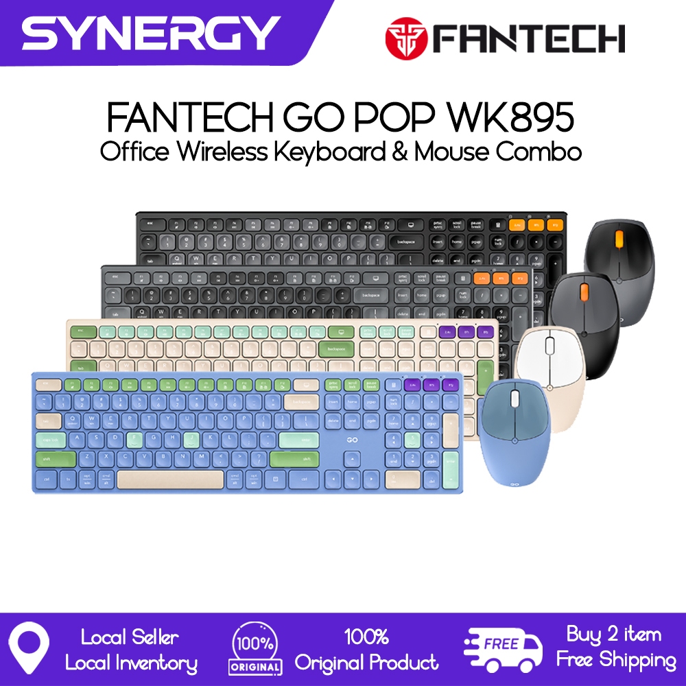 Fantech Wireless Keyboard Mouse Combo Go Pop WK895 with Silent Click, Support Mac & Window ...