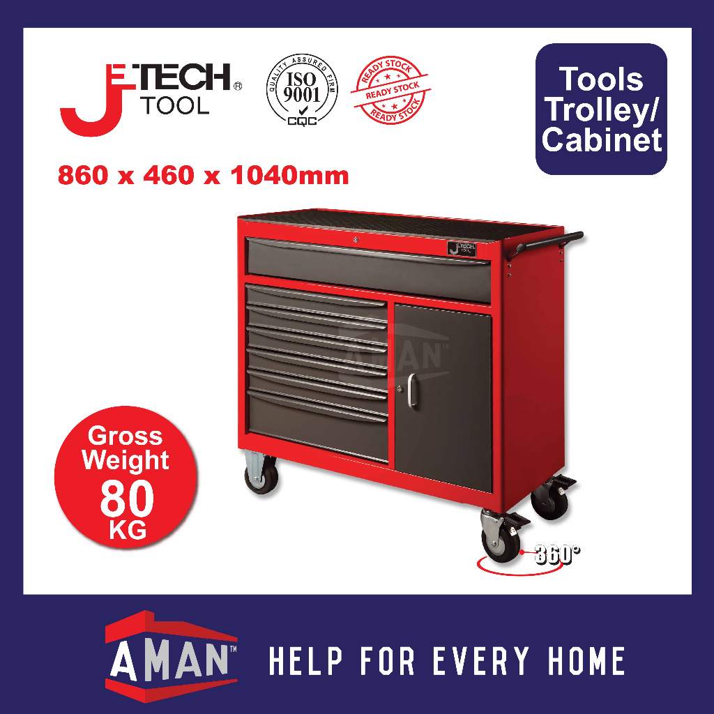 JETECH 9 Drawer Metal Tool Trolley Cabinet With Lockable Wheel Tool ...