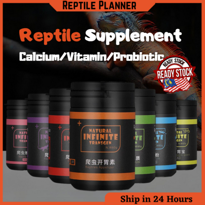Reptile Supplement Calcium Powder Multi Vitamin Probiotic Bac Tortoise ...