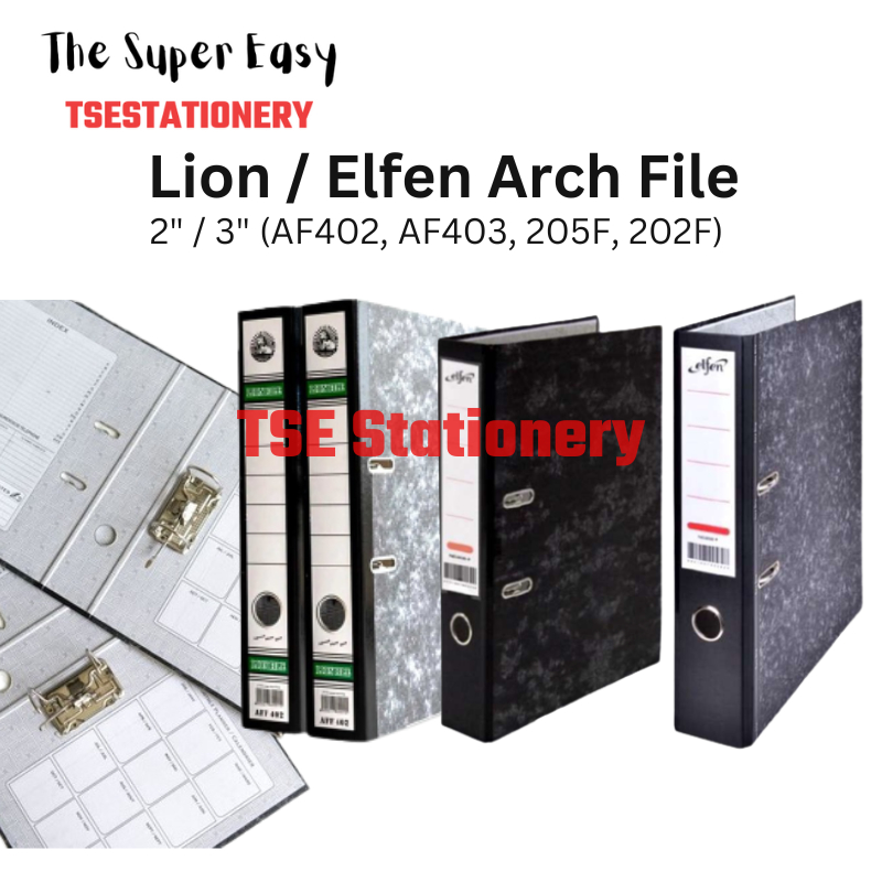 2" & 3" Lion / Elfen Lever Arch File / Ring File + Index (2 inches / 3 Inches) AF403 AF402 202F ...