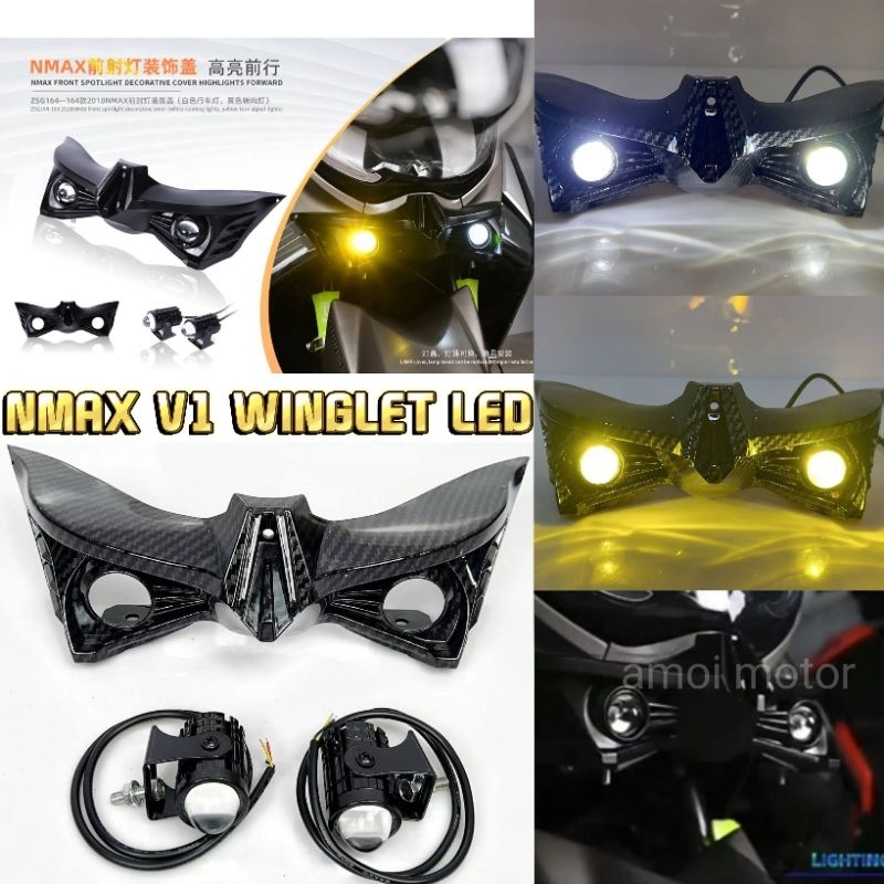 NMAX WINGLET WITH LED NAMX V1 WINGLET CARBON PLUS SHOOTING LIGHT ...