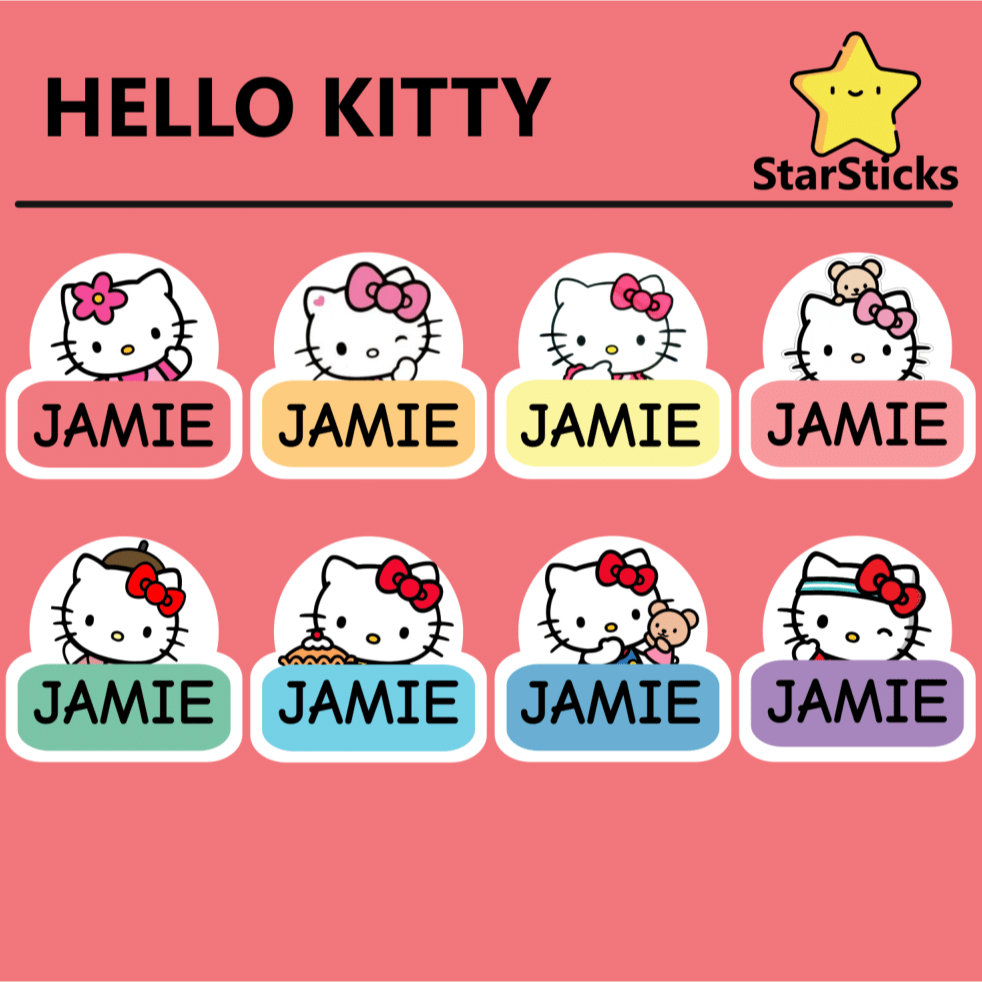 Hello Kitty Name Sticker Waterproof | Helo Kucing Pelekat Nama Kalis ...