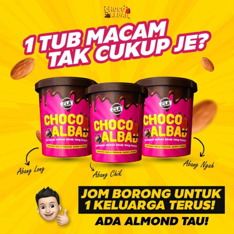 Ready Stock Choco Albab Tub Pink With Almond (Choco Rice/Choco Ball ...