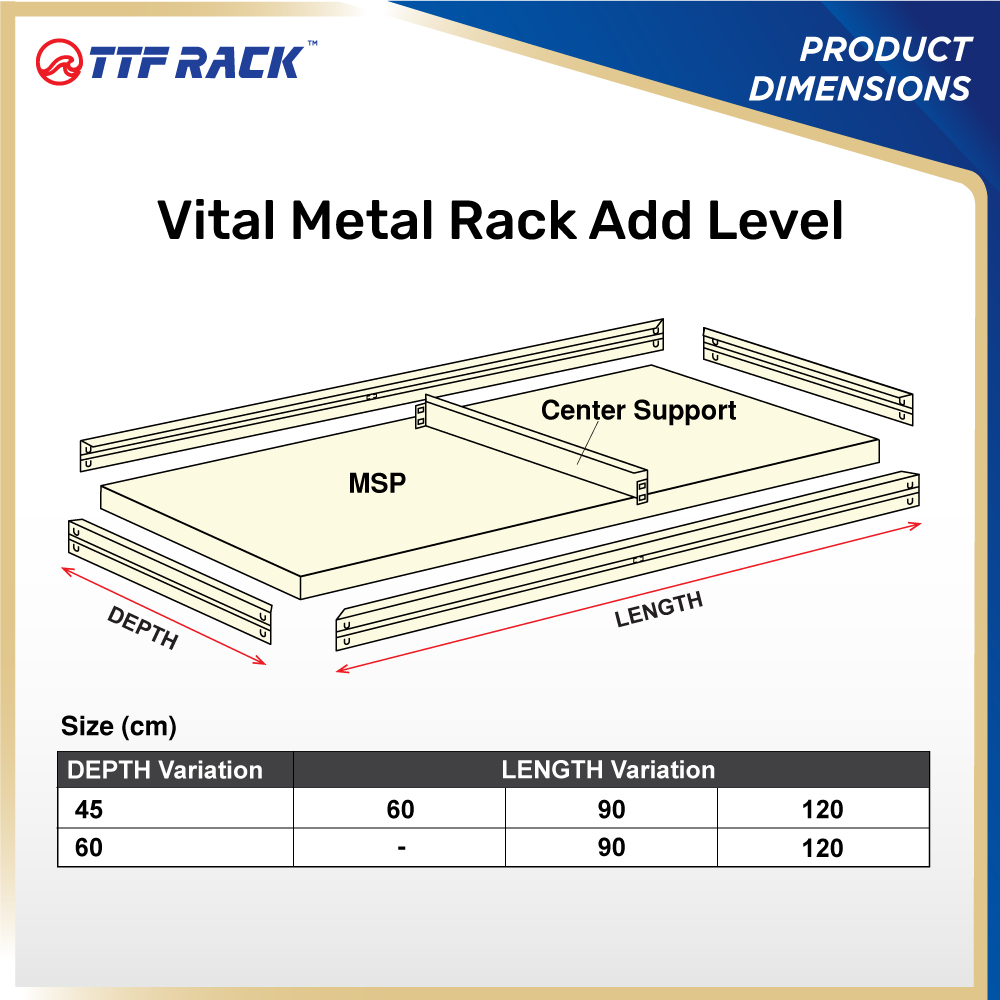TTF Rack™ VITAL METAL ADD LEVEL Shelving Level Tingkat Tambahan Rak ...