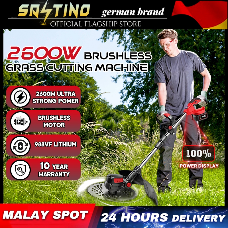 SANTINO Mesin Rumput Cordless 2600W Brushless Grass Cutter Machine ...