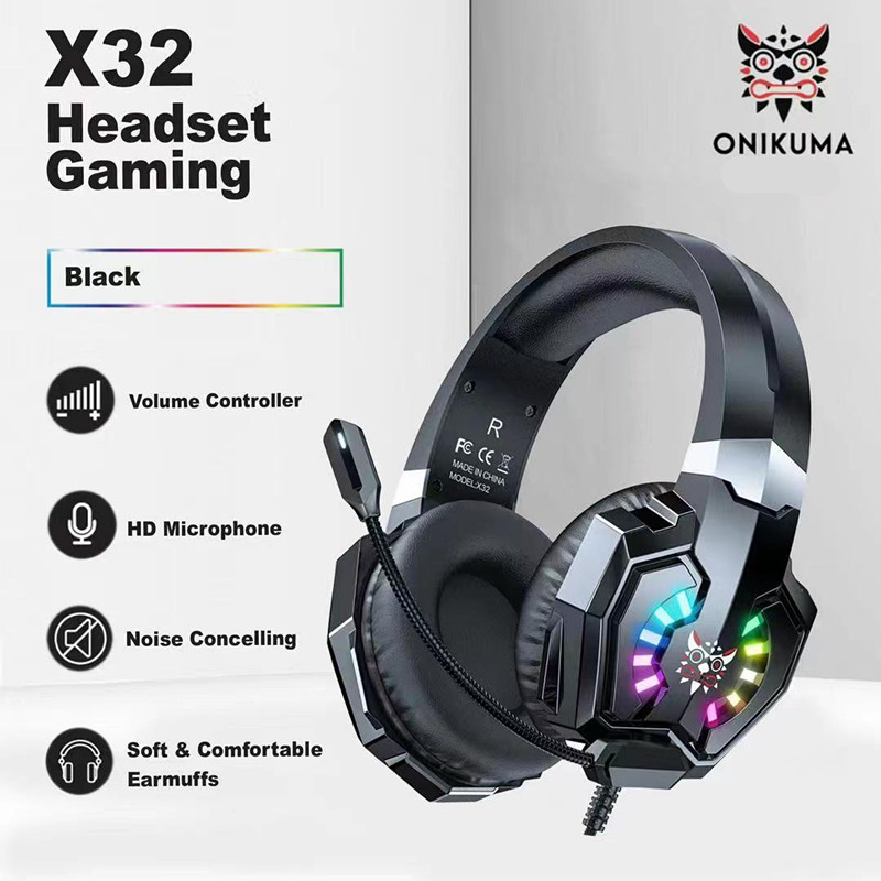 ONIKUMA X25 RGB Professional Gaming Headset Noise-Cancellation ...