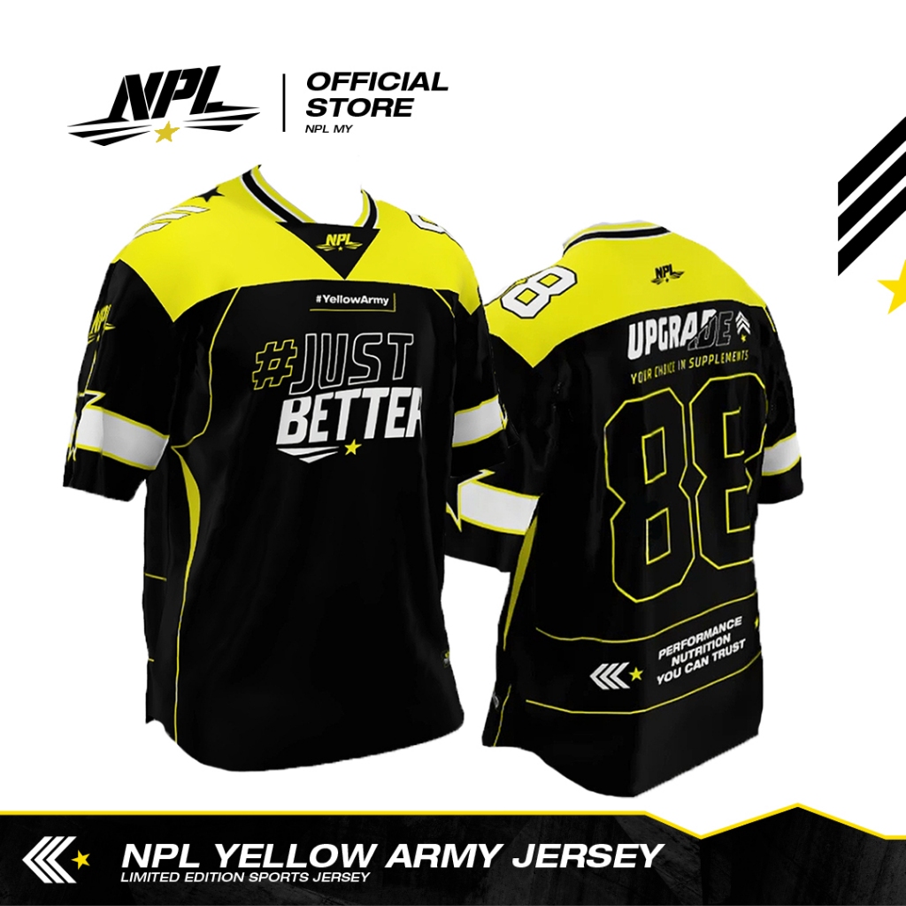 NPL Yellow Army Oversize Jersey - Sports Shirt Workout Fashion Attire ...