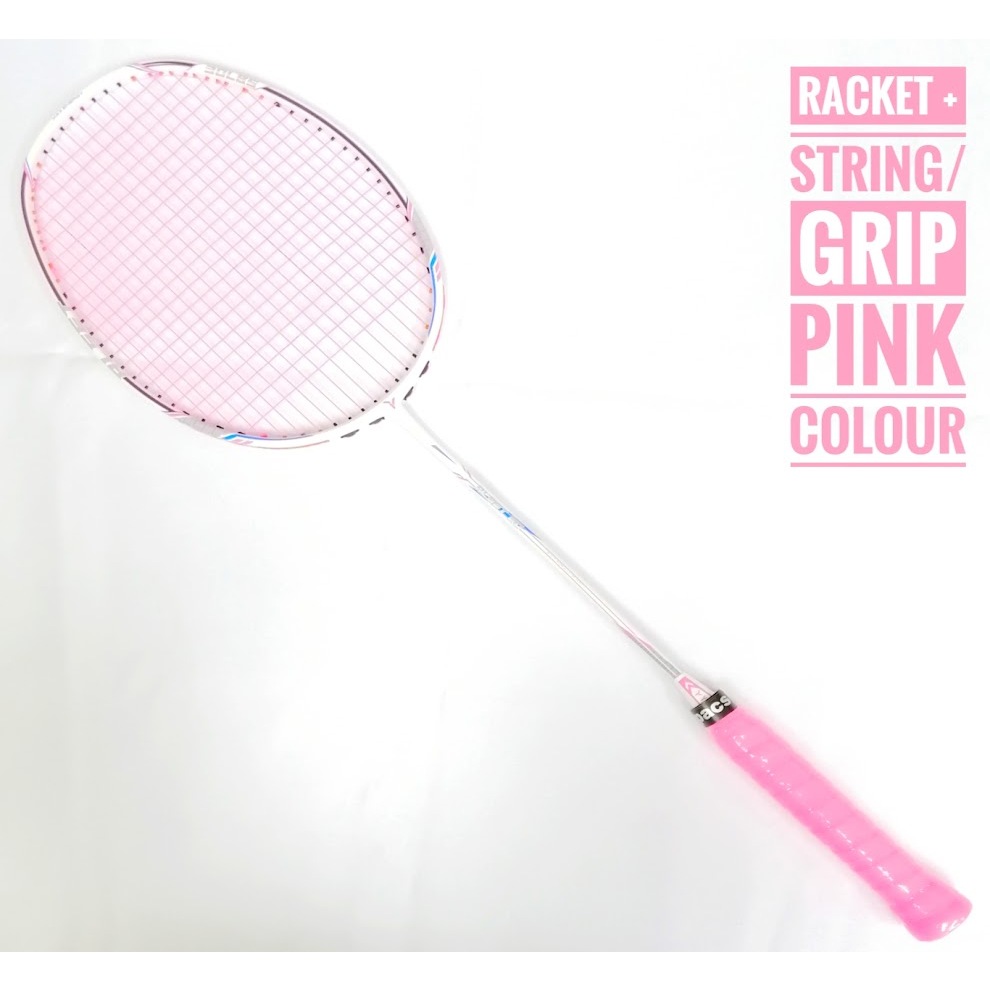 YOUNG Badminton Racket ALSET 20 ( FREE String/Grip ) WHITE/PINK ...
