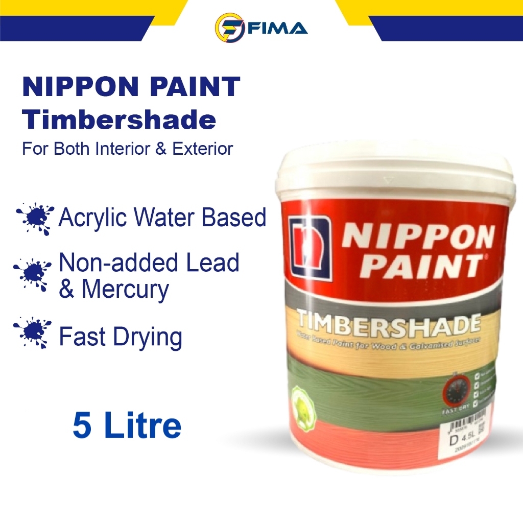 NIPPON PAINT Timbershade 5 Litre* (Color White 145 )Water Based Acrylic ...