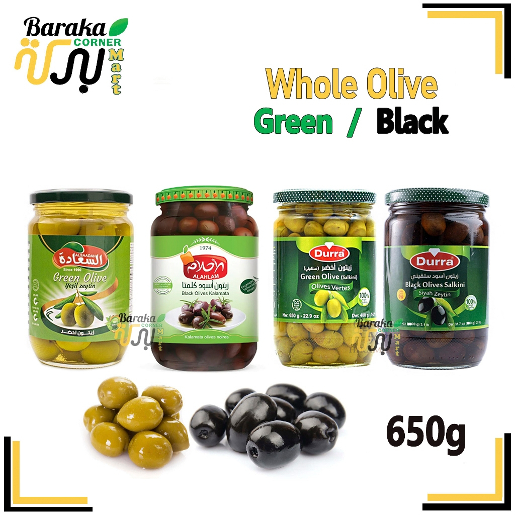 Durra Salkini Green Olives | Black Olives Alahlam Zaitun dengan Biji ...