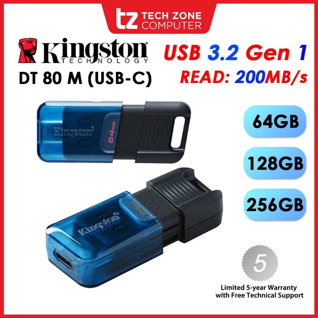 Kingston DataTraveler 80 M DT80M USB Flash Drive USB Type-C (64GB/128GB ...