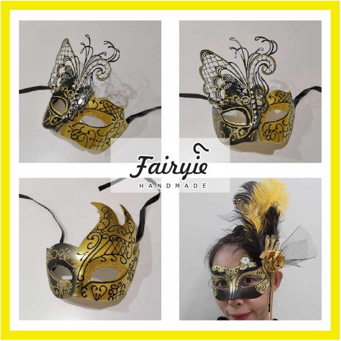 ⚡READY STOCK⚡ Masquerade Mask Vernice Gold Mardi Gras Carnival Mask ...