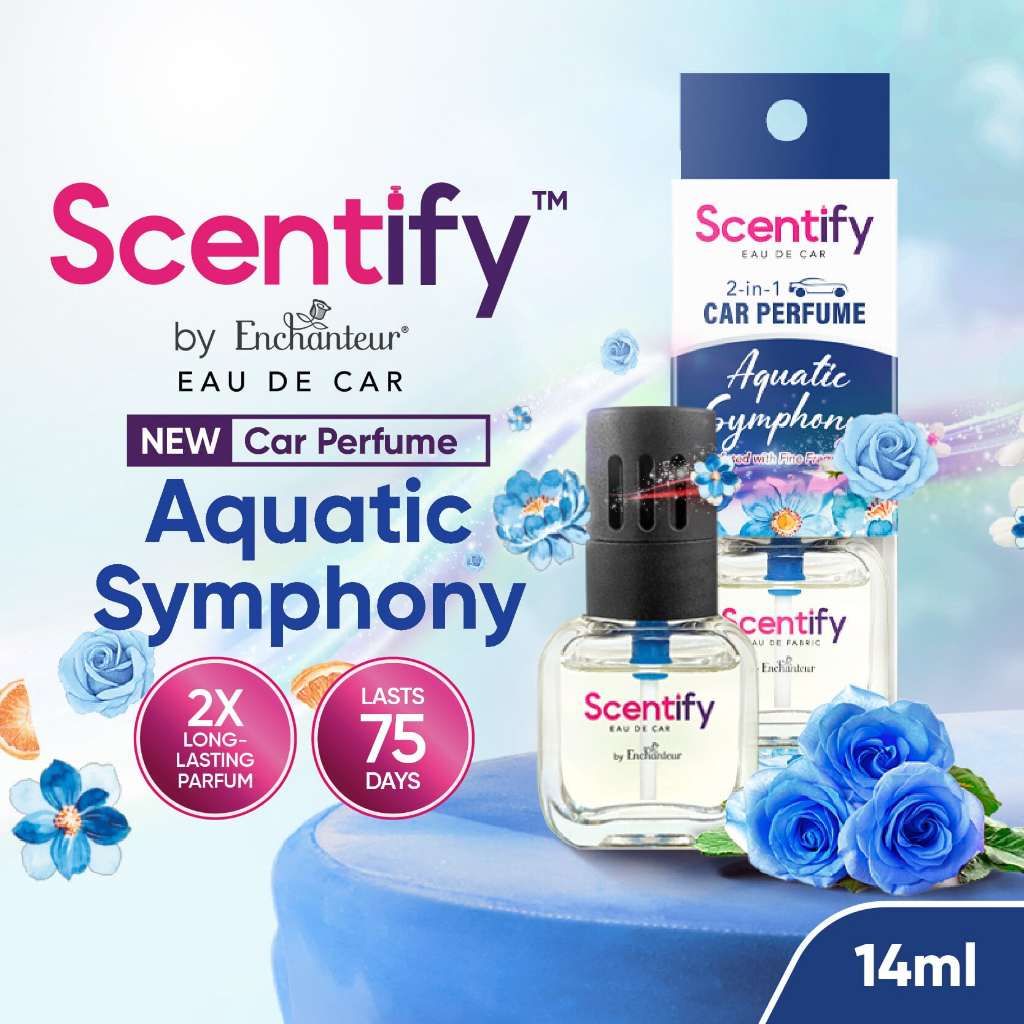 Scentify Car Perfume Aquatic Symphony (14ml) | 2X Long-Lasting Parfum | 2-in-1 Versatile Usage ...