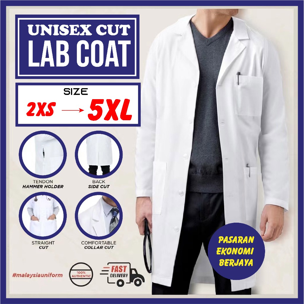 LAB COAT UNISEX READY STOCK BAJU MAKMAL BORONG MURAH BAJU KOT JUBAH ...