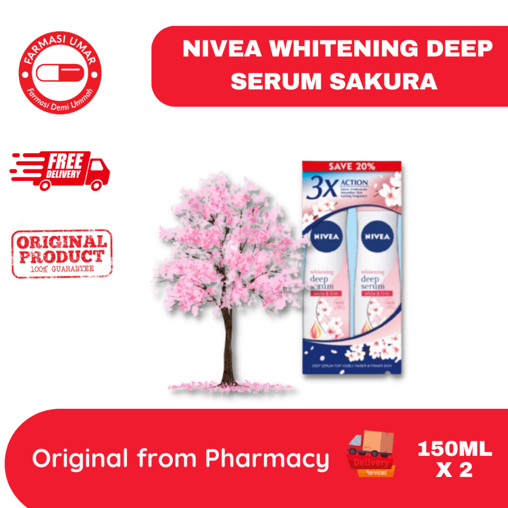 Nivea Deodorant Spray Whitening Deep Serum Sakura Twin Pack 150ml x 2 ...