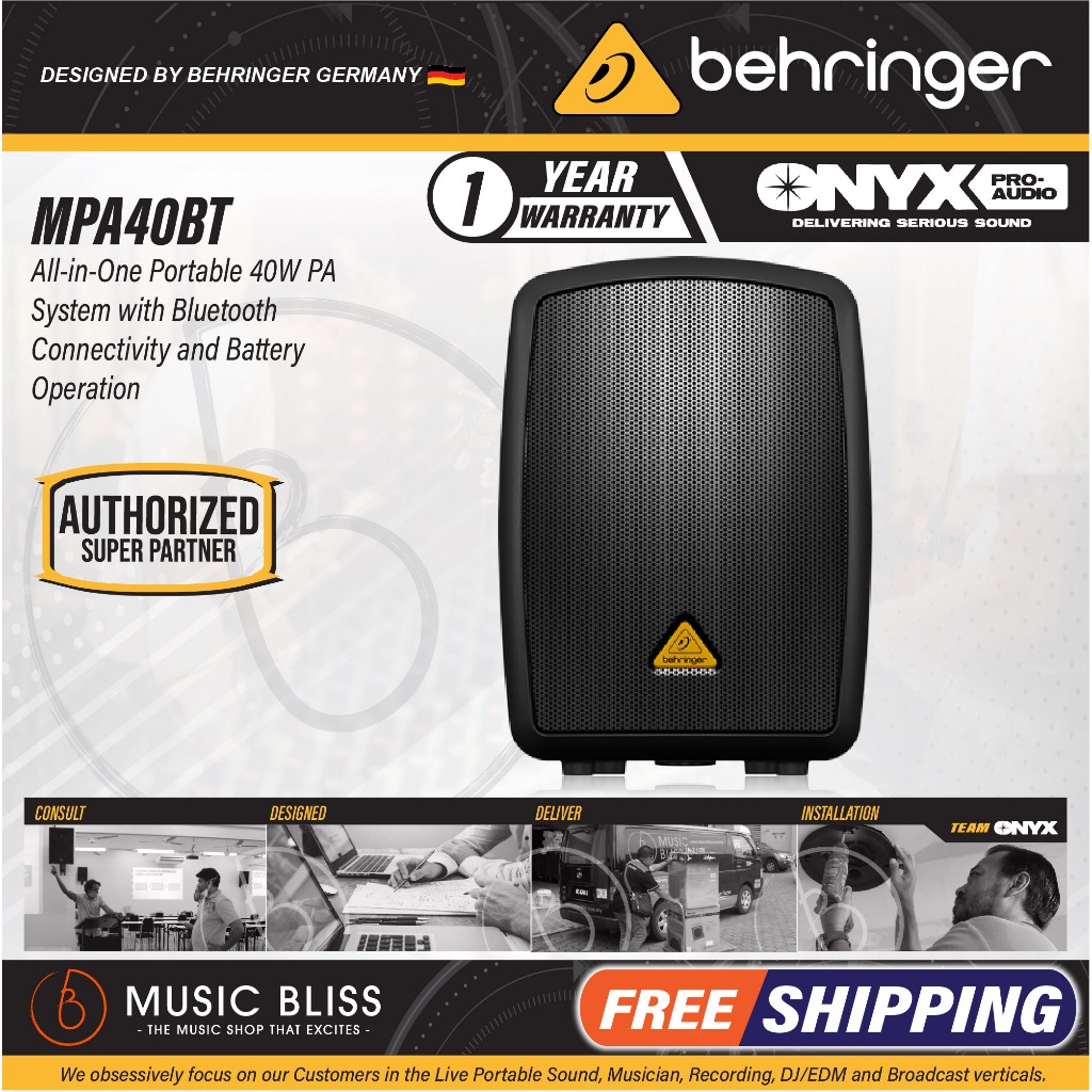 Behringer MPA40BT 40W Portable PA System (MPA-40BT / MPA 40BT) | Shopee Malaysia