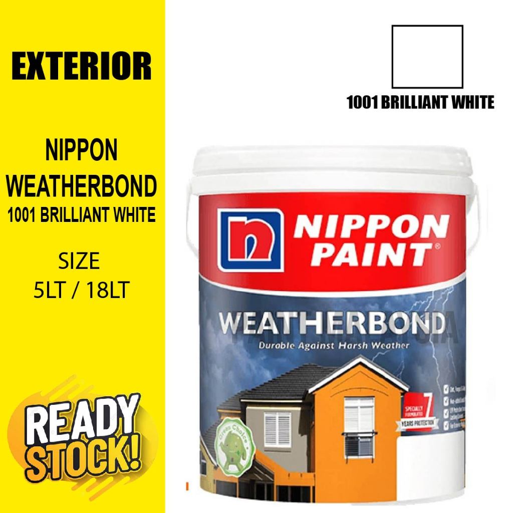 Nippon Weatherbond 18Litre Brilliant White 1001 Cat Putih Luar Rumah ...