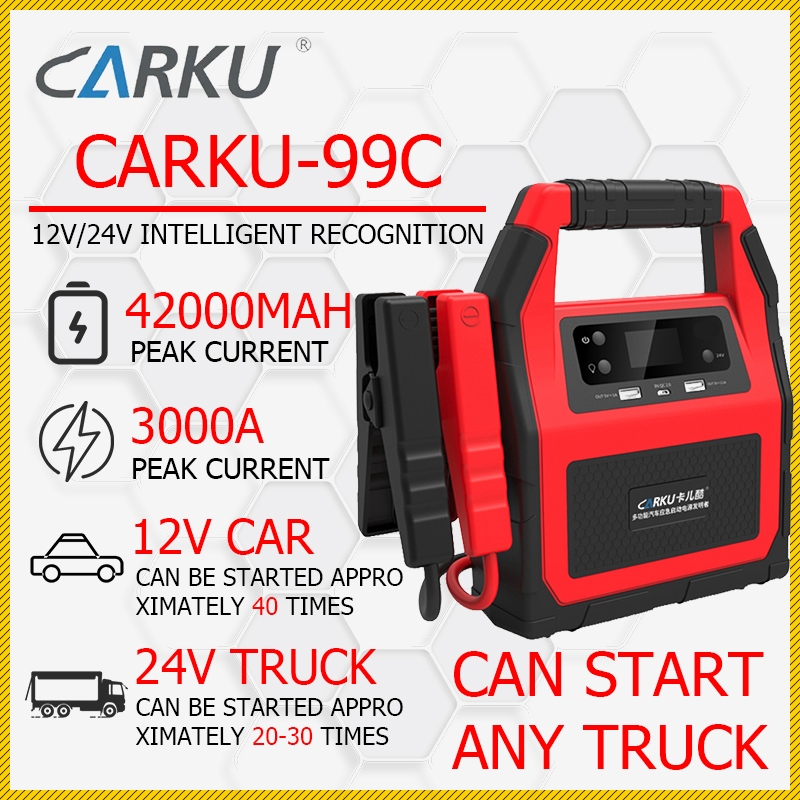 CARKU Jump Starter 12V/24V 42000mAh Power Bank Jumper Power Bank 3000A ...