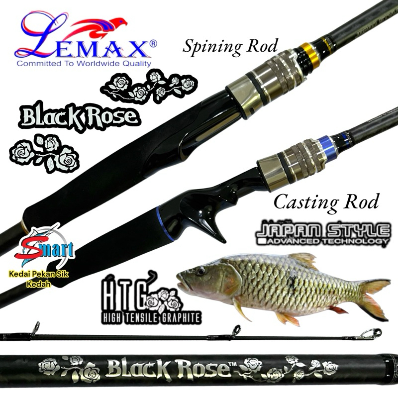 LEMAX BLACK ROSE SPINNING / BAITCASTING (BC) FISHING ROD (RANDOM COLOR ...