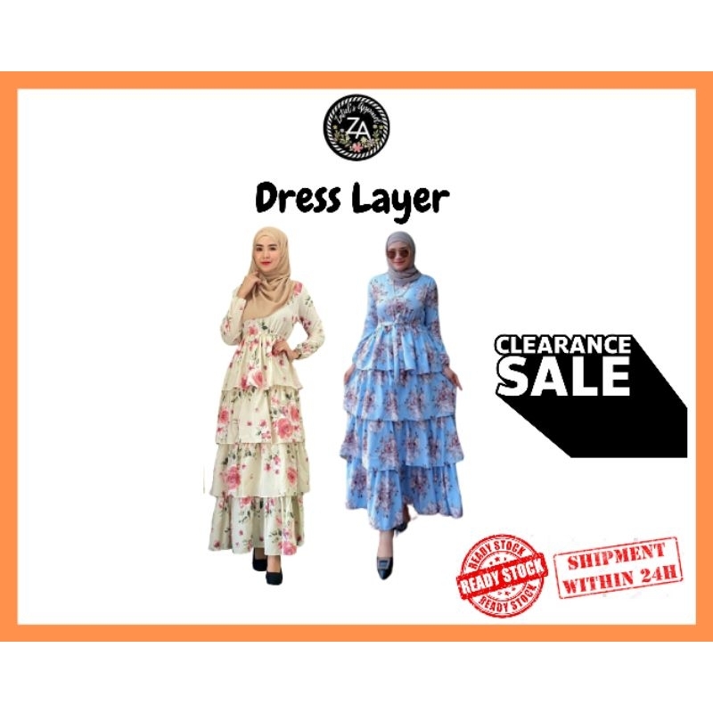 Dress Layer Bertingkat Corak Viral. Material kain cotton mosscrepe ...