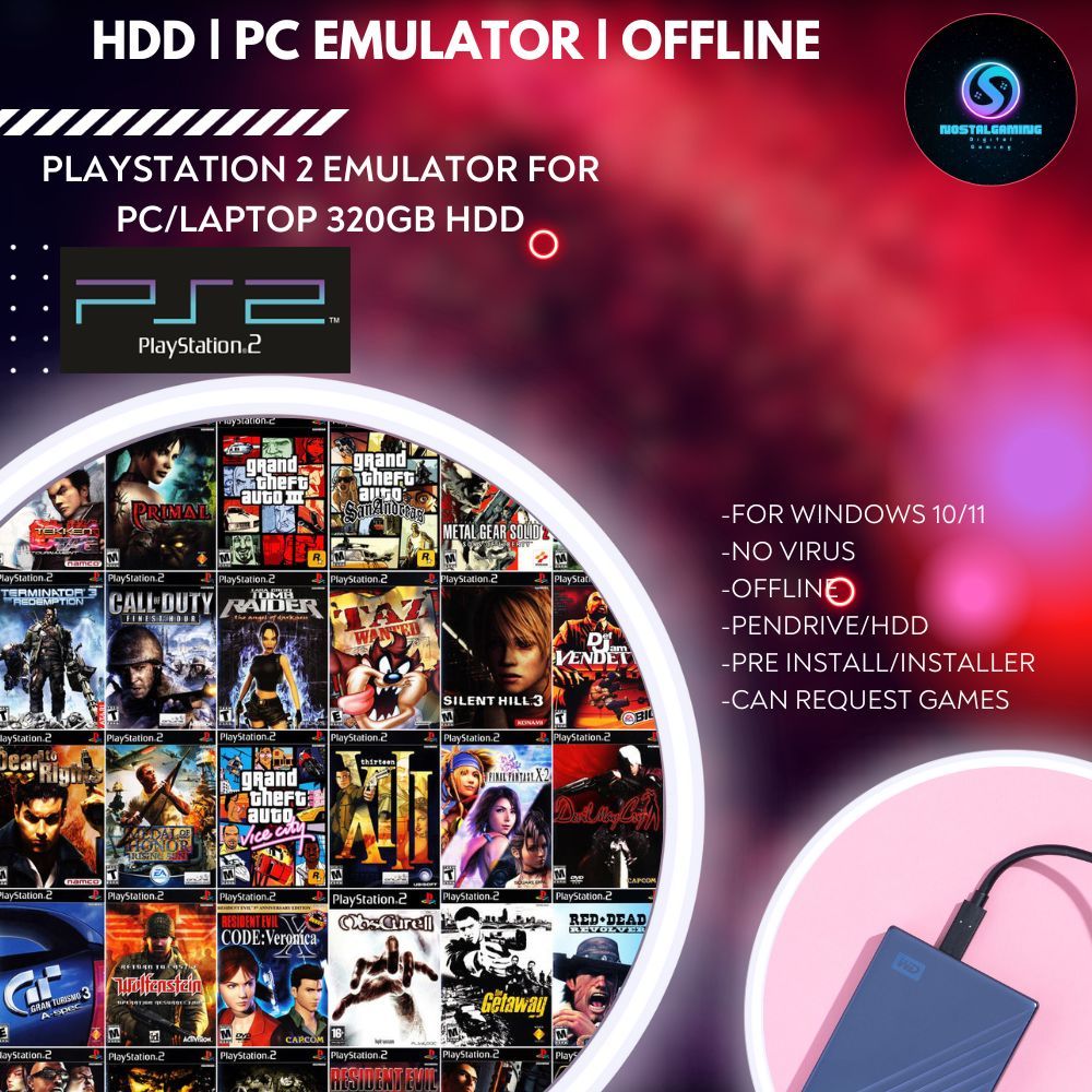 [Pc Emulator][HDD] 320gb External Hard Disk 97+ Games PS 2 Emulator For ...
