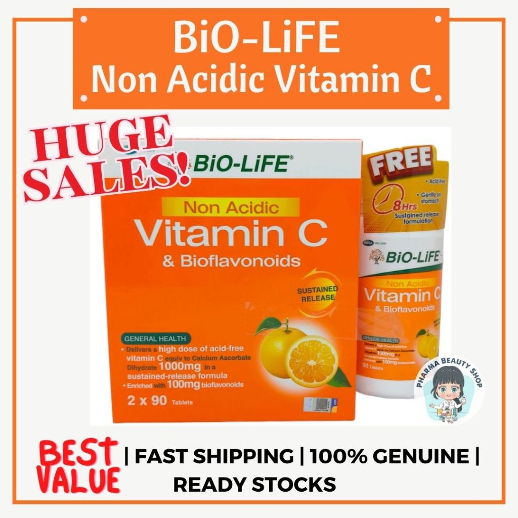 [PROMOTION] BiO-LiFE Non Acidic Vitamin C & Bioflavonoids 2x90 tablets ...