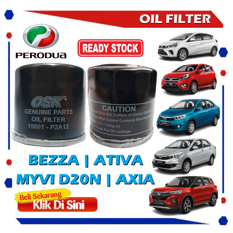 S2U Oil Filter Perodua Axia Bezza Myvi D20N Ativa O-9100S 15601-P2A12 ...
