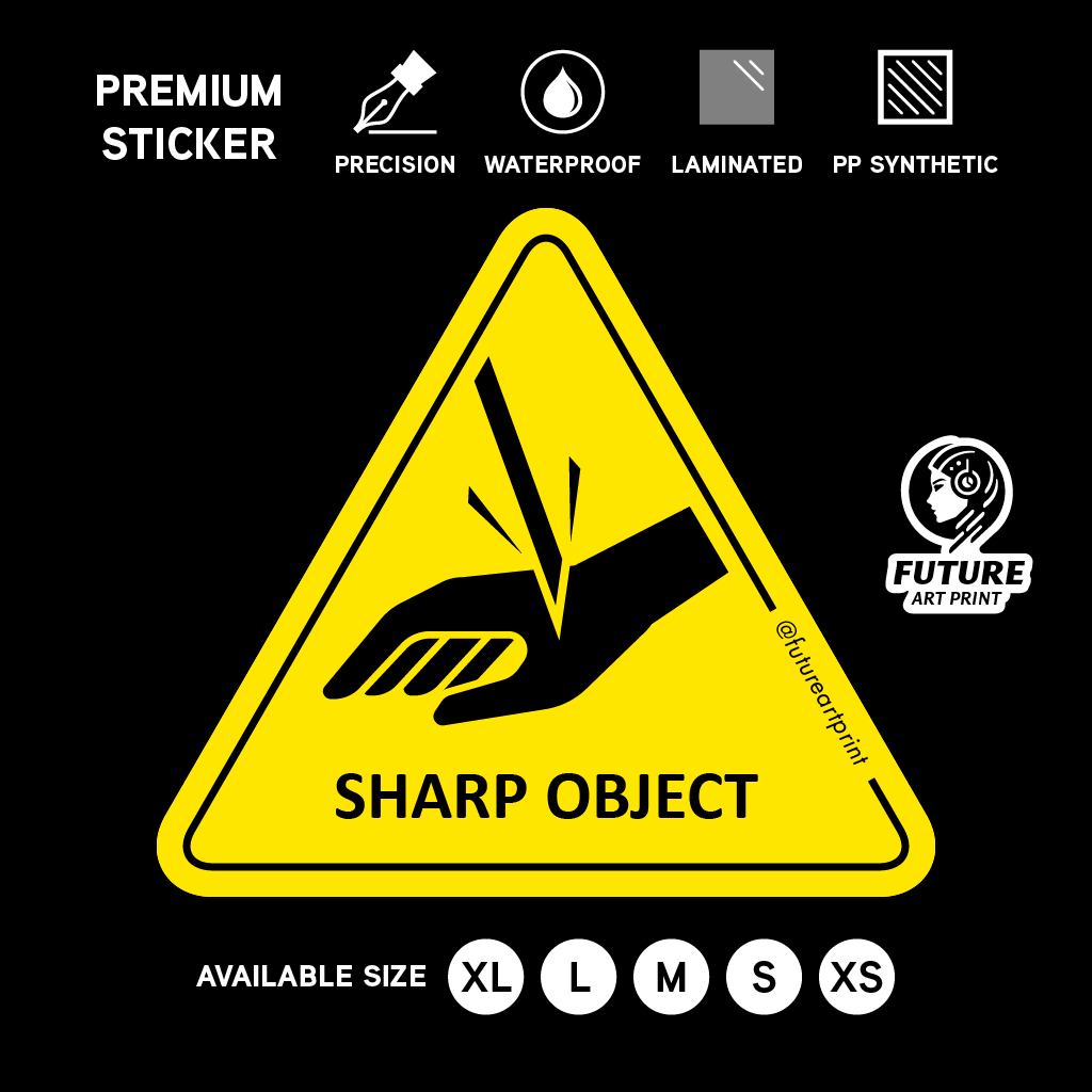 Sharp Object Premium Triangle Sticker Sign Warning Caution Danger