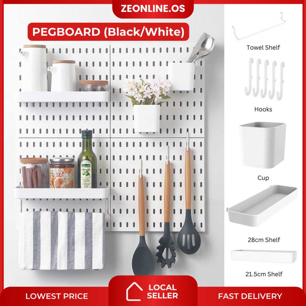 🇲🇾 Ready Stock Pegboard Perforated Display Board Wall Display Rack Peg ...