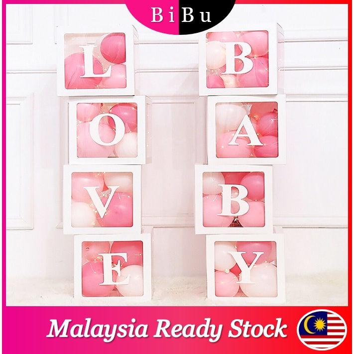 Alphabet Transparent Box with letter A-Z Balloon Box DIY Girl Boy Baby ...