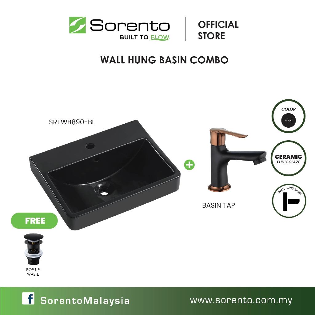 Sorento Wall Hung Basin Combo SRTWB890-BL Ceramic made basin toilet ...