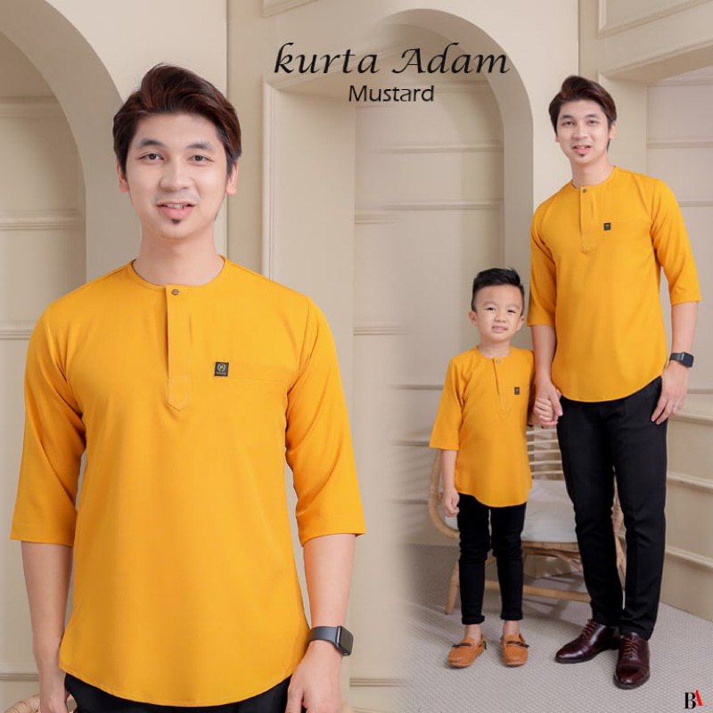 [MUSTARD]BAJU KURTA ADAM SLIM FIT AYAH DAN ANAK-BAJU RAYA 2024 | Shopee ...