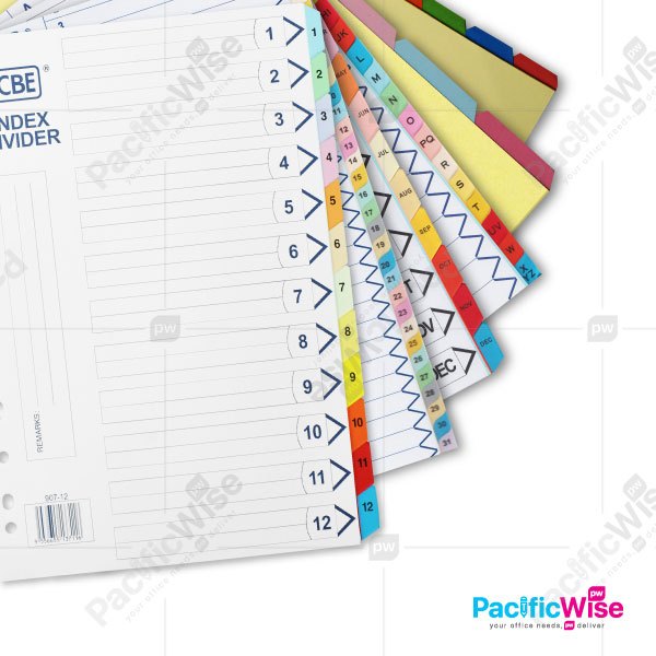 Index Divider-Thick Quality Paper/Coloured Index Divider/CBE (Jan-Dec/1 ...