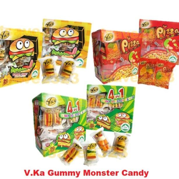 60pcs V.ka Gummy Pizza / Gummy 4 in1 / Gummy Burger / Gummy Monster ...