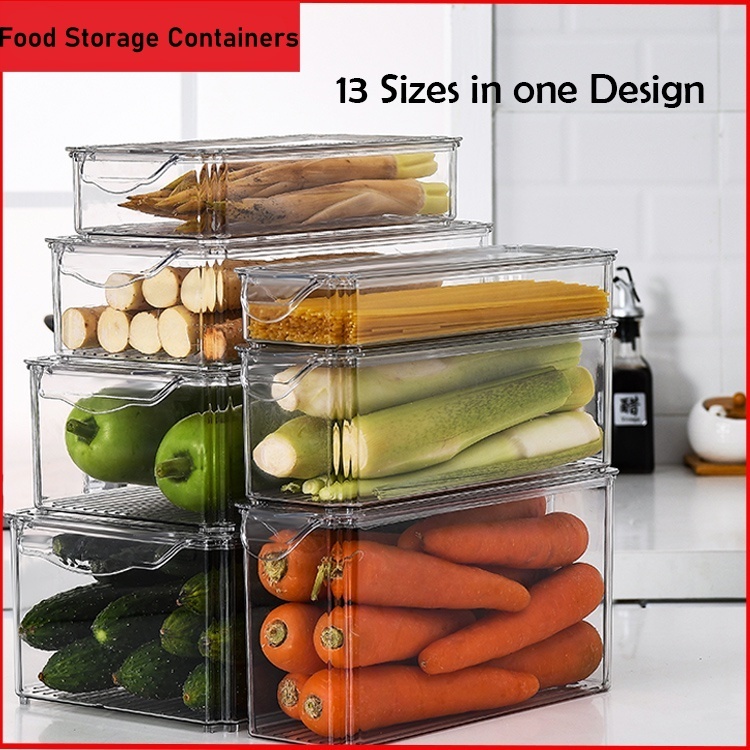 Food Storage Containers, Stackable Refrigerator Freezer Organizer Fresh ...
