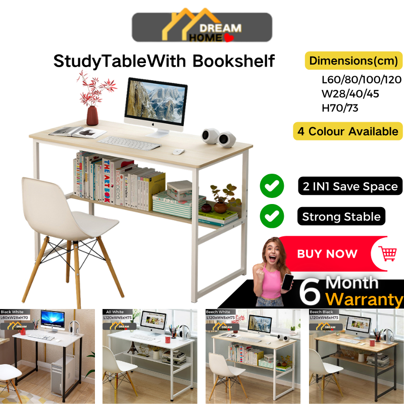 Dream Home Study Table With bookshelf Study Desk Writing Table Desktop ...