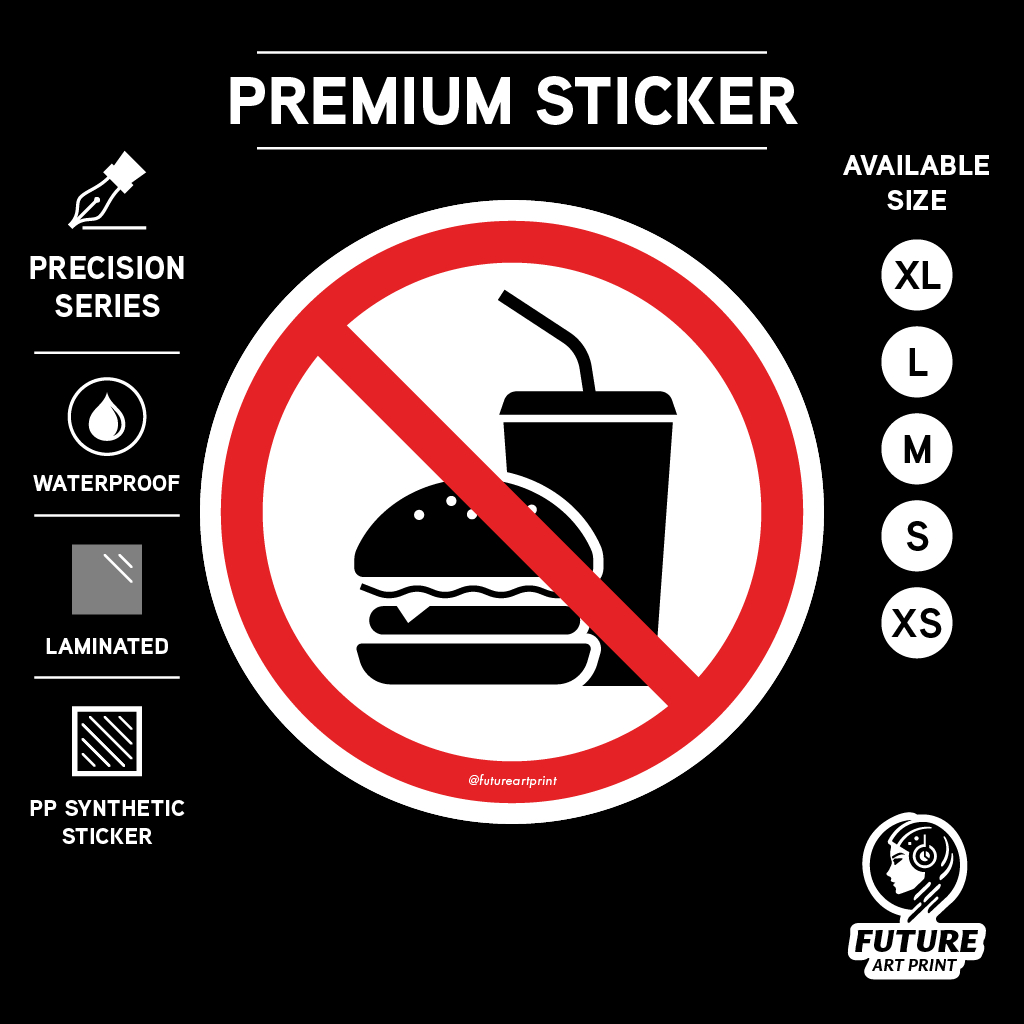 No Prohibited Prohibition Dilarang. Premium Round Sticker Sign Signage ...