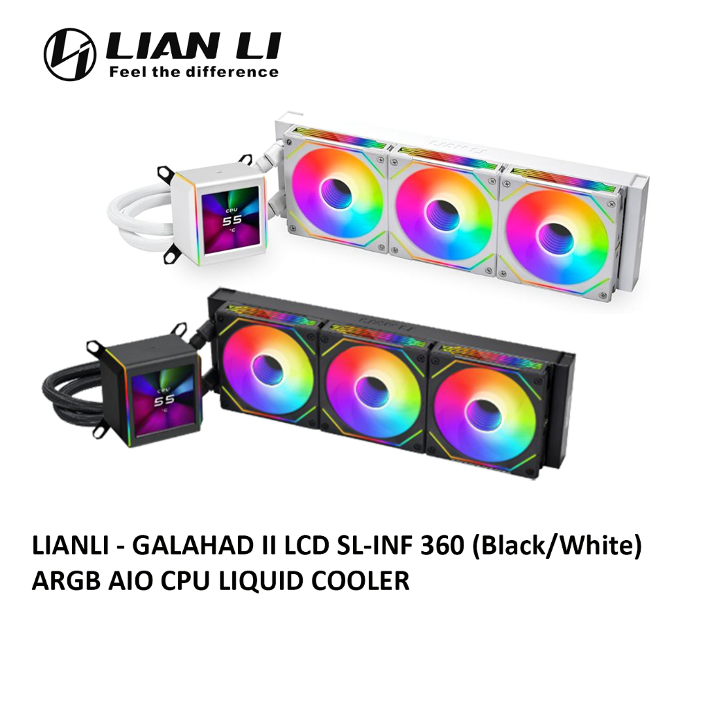 LIAN LI GALAHAD II LCD SL-INF 360 ARGB AIO CPU LIQUID COOLER (BLACK ...