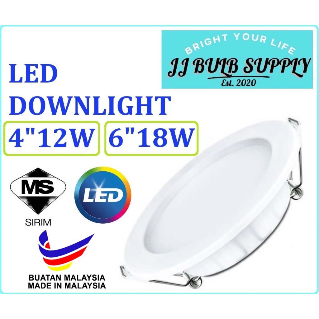 [SIRIM] LED Round Recessed Downlight 4"12W 6"18W Super Bright Lampu ...