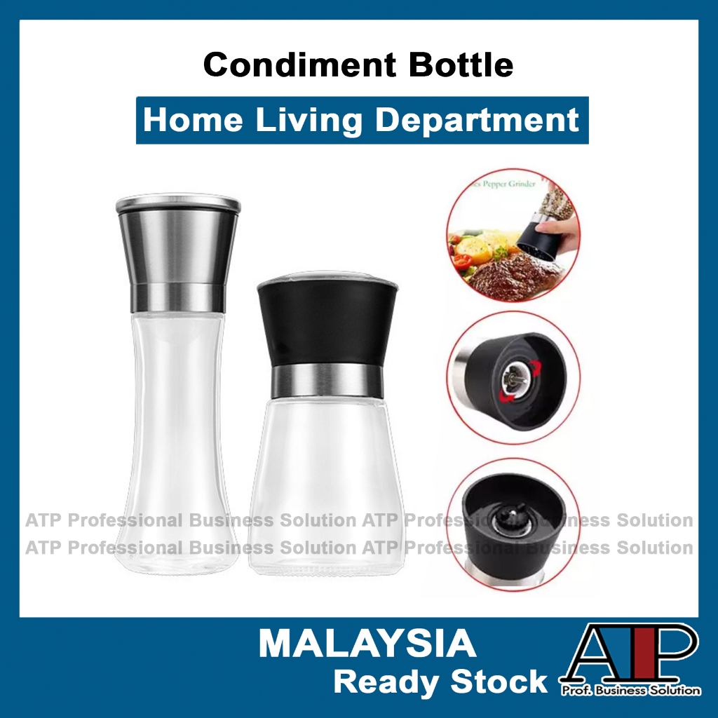 Pantry🍳 Condiment Bottle Grinder Black Pepper Bottle Mill Manual Glass ...