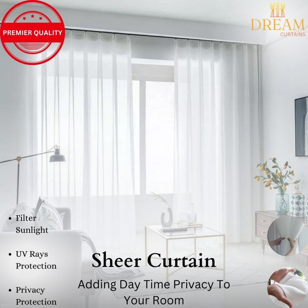 Dreamcurtains - Sheer Curtains Syer Plain Day Window Ready Made Hook ...