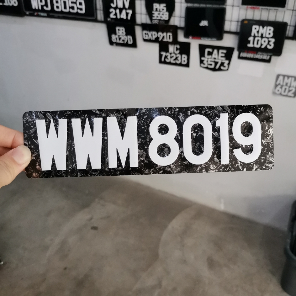 (D) Tracwrap Carbon Fiber Nombor Plate Motor Depan Papan Pajang Besi ...