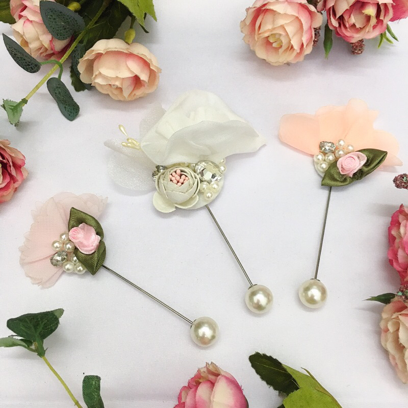 Exclusive Handmade Pearl Flower Needle Brooch Pin Corsage Boutoniere ...