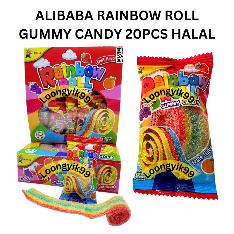 ALIBABA RAINBOW ROLL GUMMY CANDY 20PCS HALAL | Shopee Malaysia